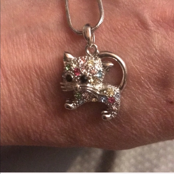 Accessories | Brand New Adorable Rhinestone Kitty Necklace | Poshmark